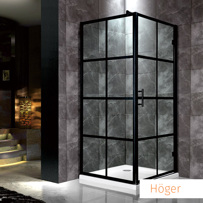 Svart duschvägg med dörr 80x80 cm (Badrum) | Trygghandel.se