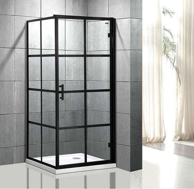 Svart duschvägg med dörr - Aluminiumspröjs (Badrum) | Trygghan