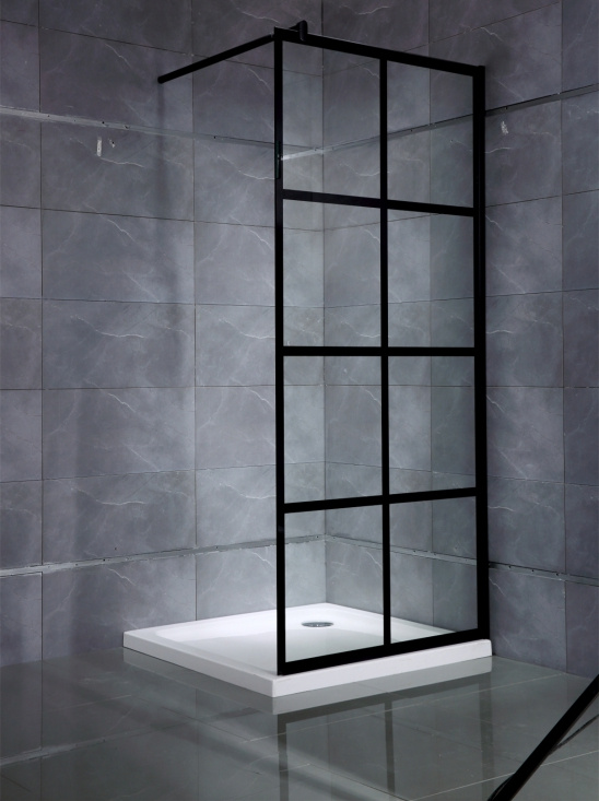 Svart duschvägg med dörr 80x80 cm (Badrum) | Trygghandel.se