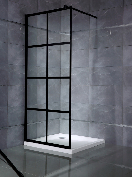 Svart duschvägg med dörr 80x80 cm (Badrum) | Trygghandel.se