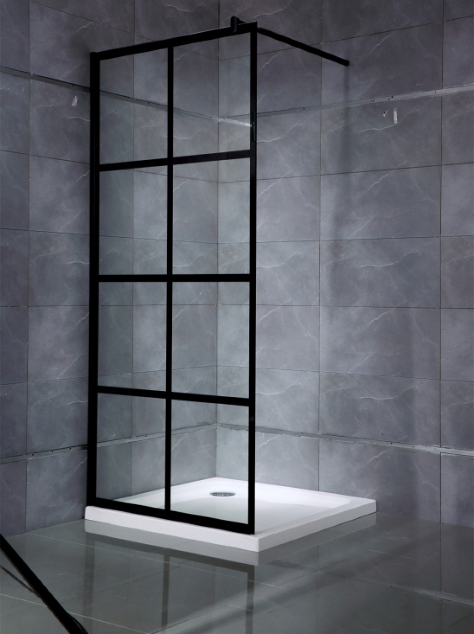 Svart duschvägg med dörr 80x80 cm (Badrum) | Trygghandel.se