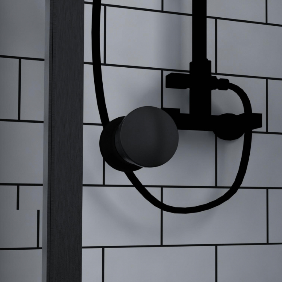 Svart duschvägg med dörr 80x80 cm (Badrum) | Trygghandel.se